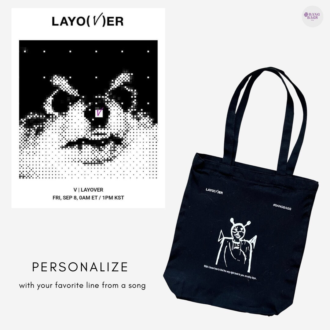 Personalized Kpop V Layover New Album Canvas Tote Bag, Add Your Lyrics ...