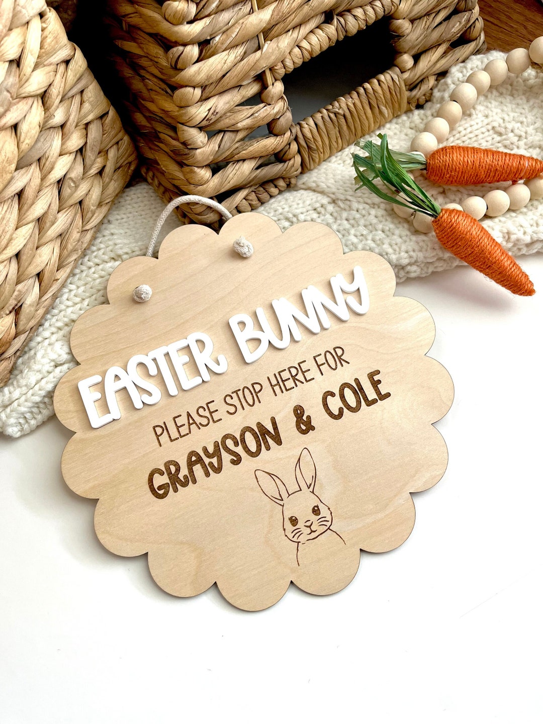 Personalized Easter Bunny Stop Here Sign - Baltic Birch - Etsy