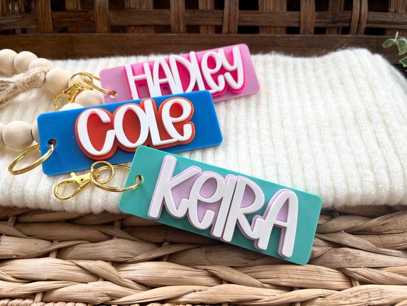 Personalized Acrylic Backpack Tag: Custom Kids Keychain, Diaper Bag Tag ...