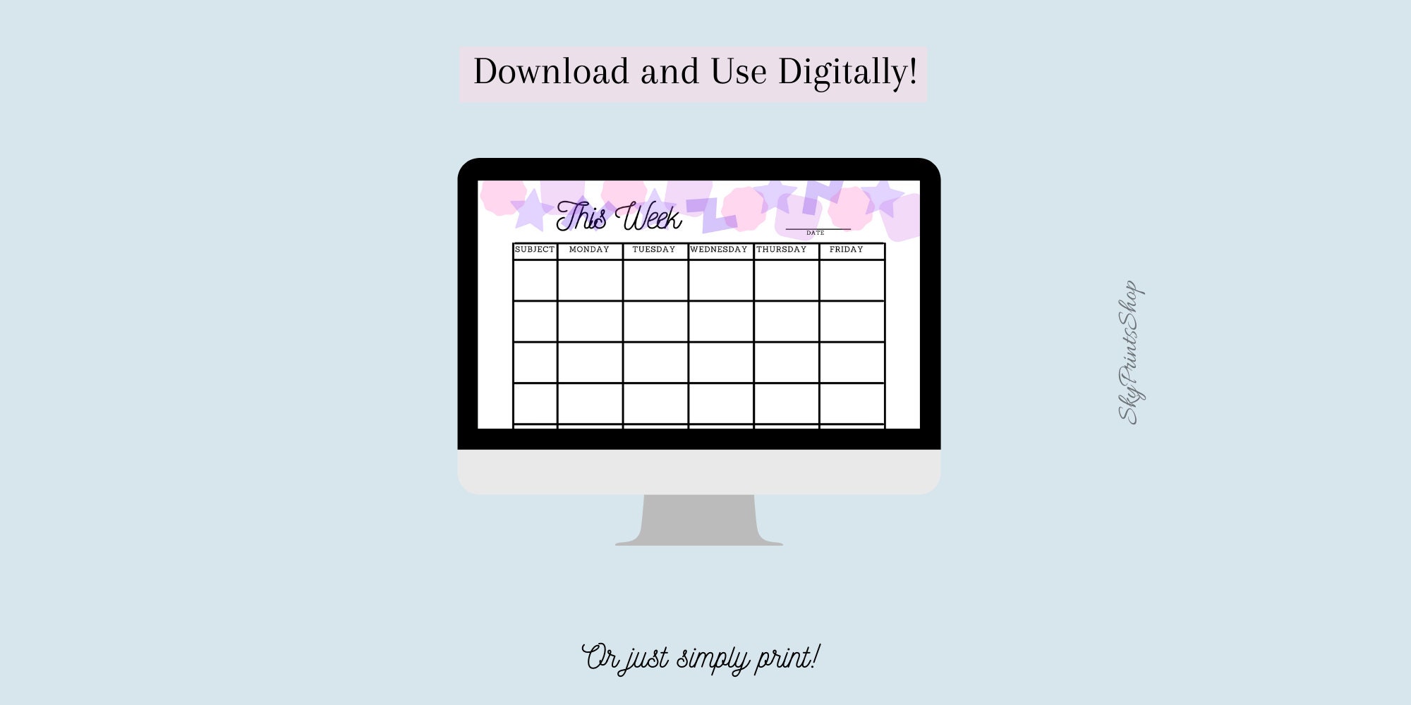 Homeschool Weekly Planner, Printable and Editable, Pink&purple Shape ...