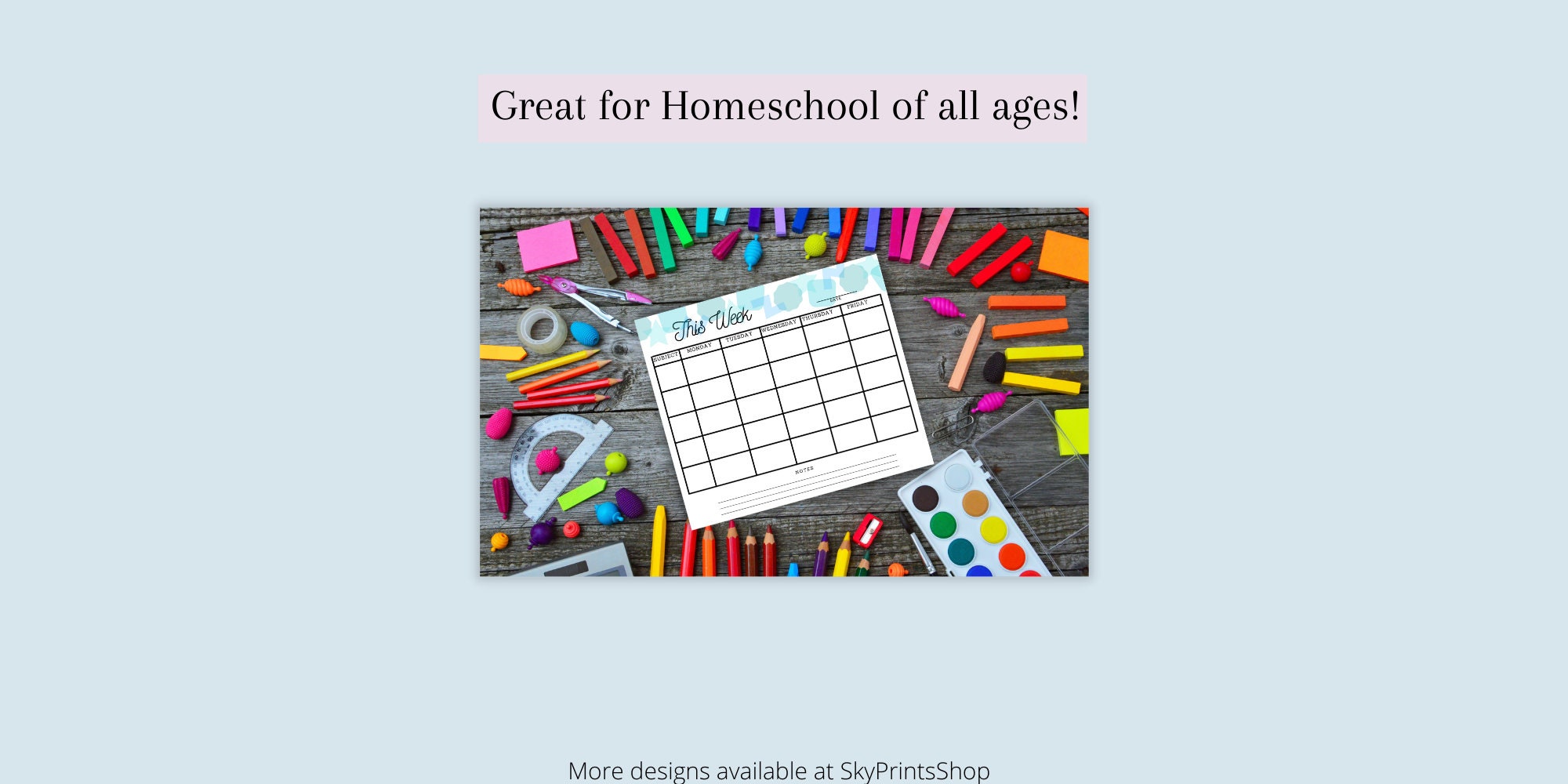 Homeschool Weekly Planner, Printable and Editable, Blue&green Shape ...