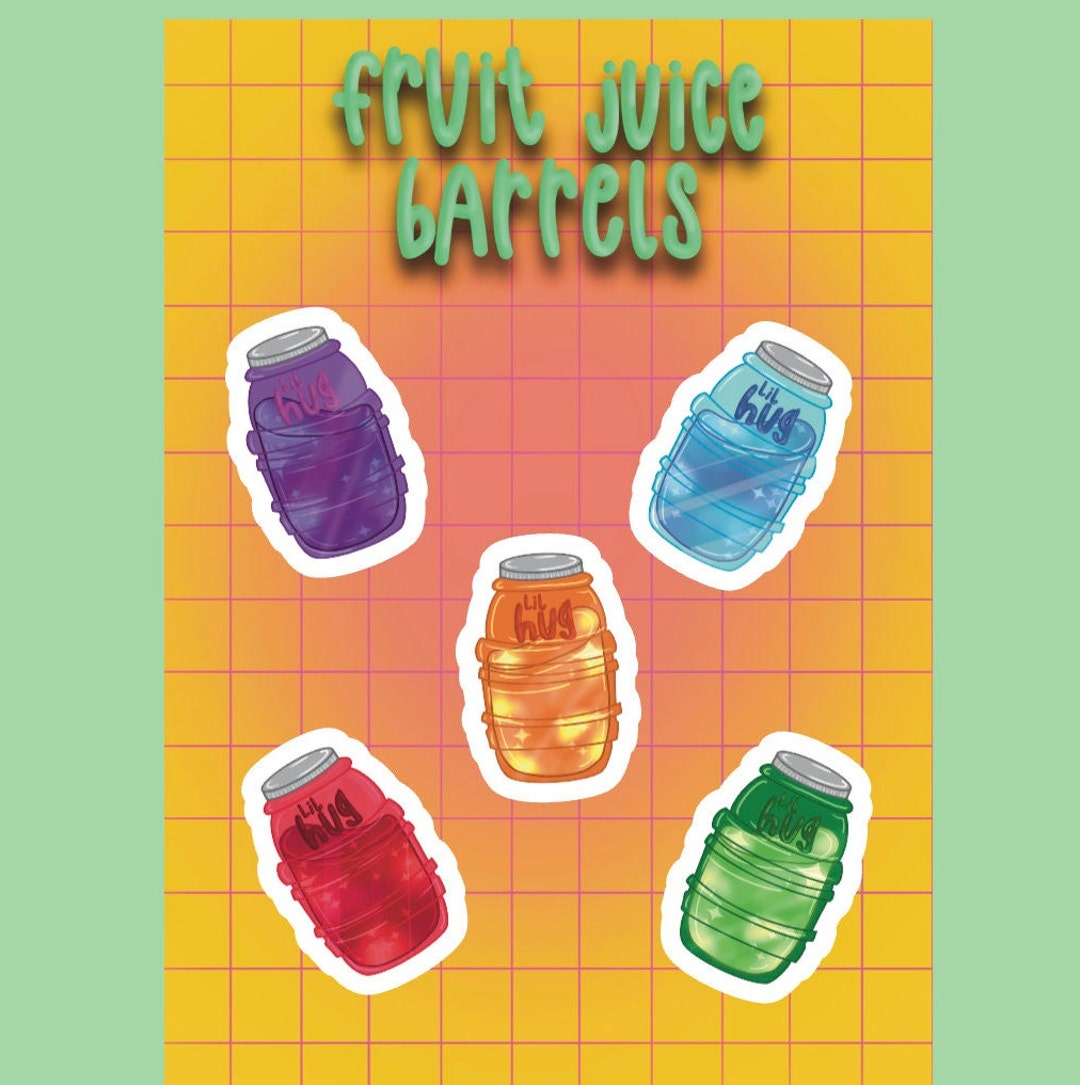 90s Y2K Nostalgic Fruit Barrel Juices Water-resistant Stickers Decals ...