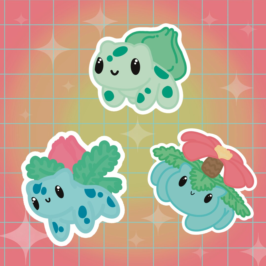 Cute Kawaii Bulbasaur Creature Water-resistant Sticker for Laptops ...