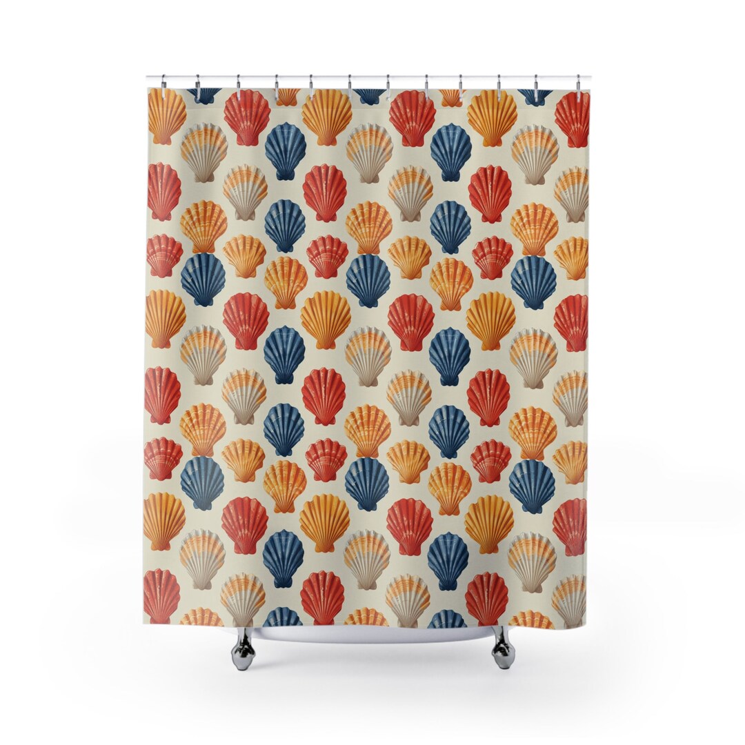 Seashell Shower Curtain 02, Coastal Bathroom Decor, Ocean Theme ...