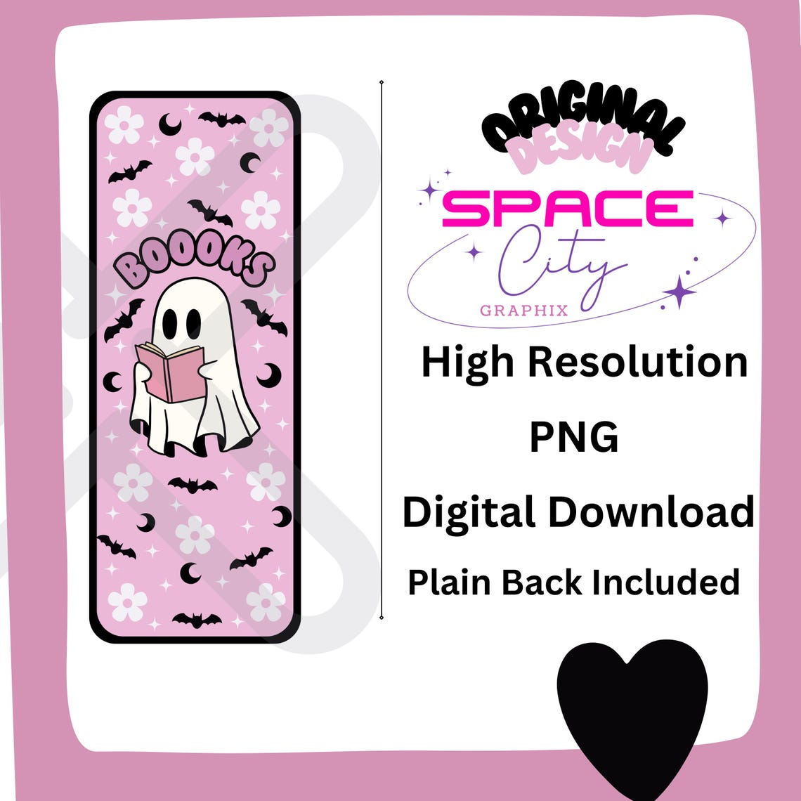 Spooky Ghost "boooks" Digital Bookmark - Cute & Funny Halloween Reading ...