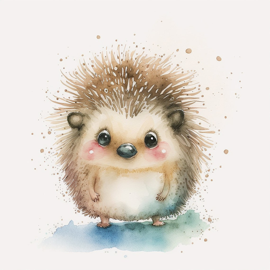 Digital Download: Smiling Baby Hedgehog Watercolor Print Perfect for ...