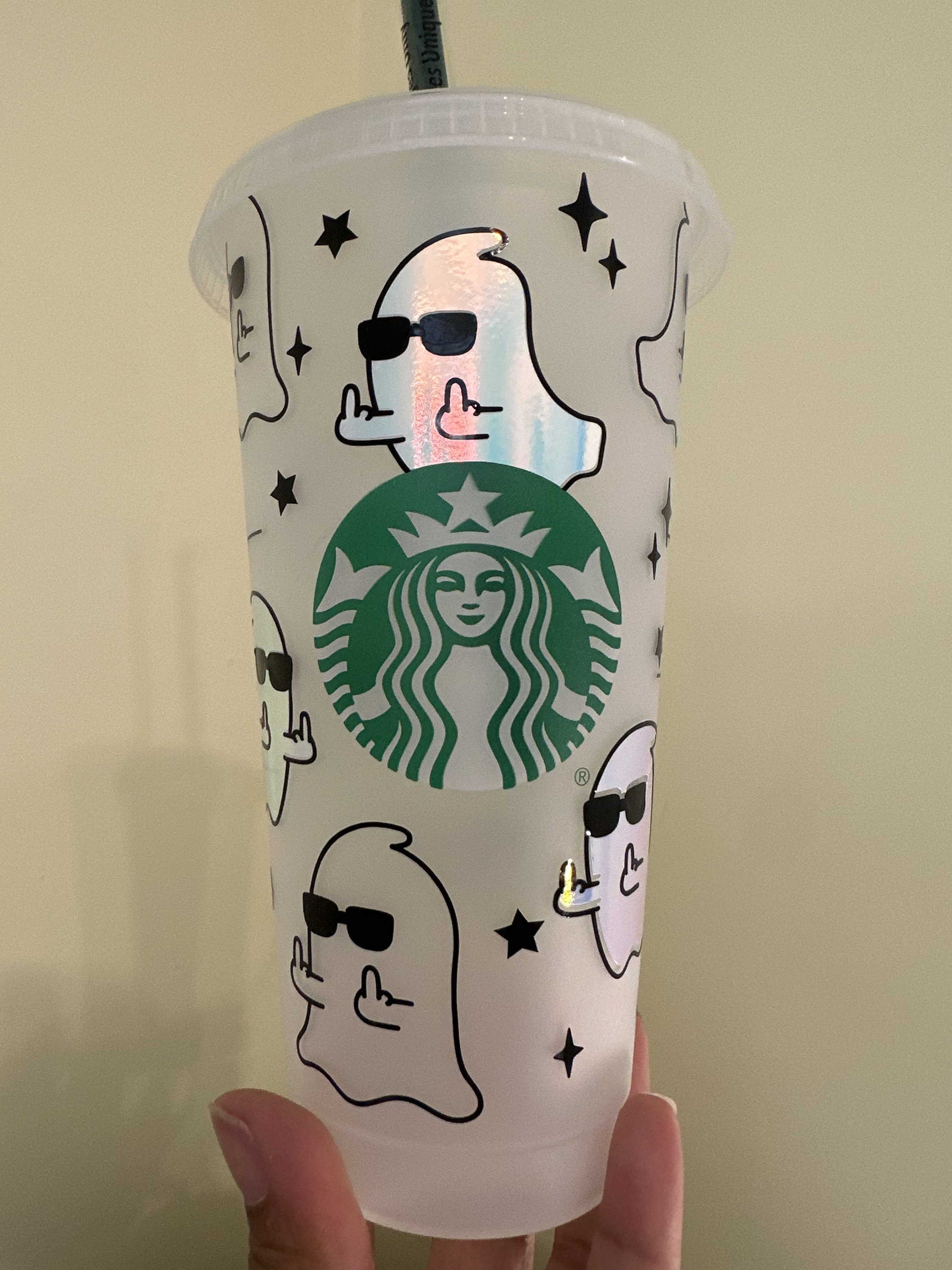 Personalized Ghost Middle Finger Starbucks Cup Fall Tumbler - Etsy