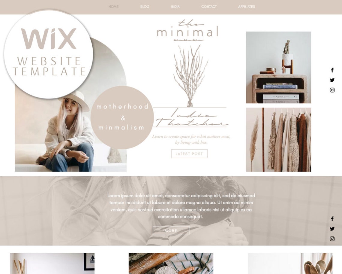 WIX Blog Template Website Design for Lifestyle Bloggers | Etsy