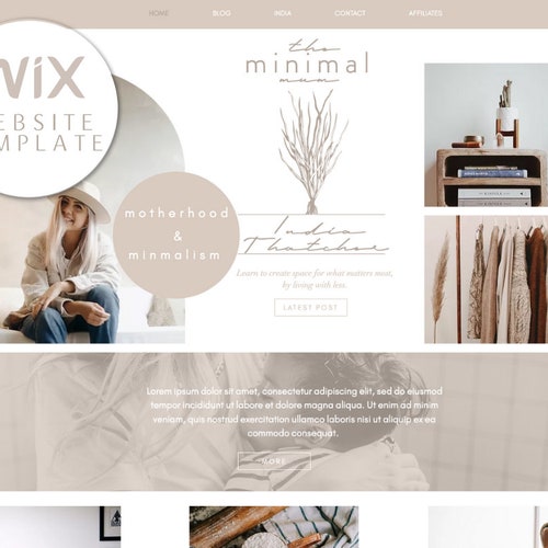 WIX Blog Template Website Design for Lifestyle Bloggers - Etsy