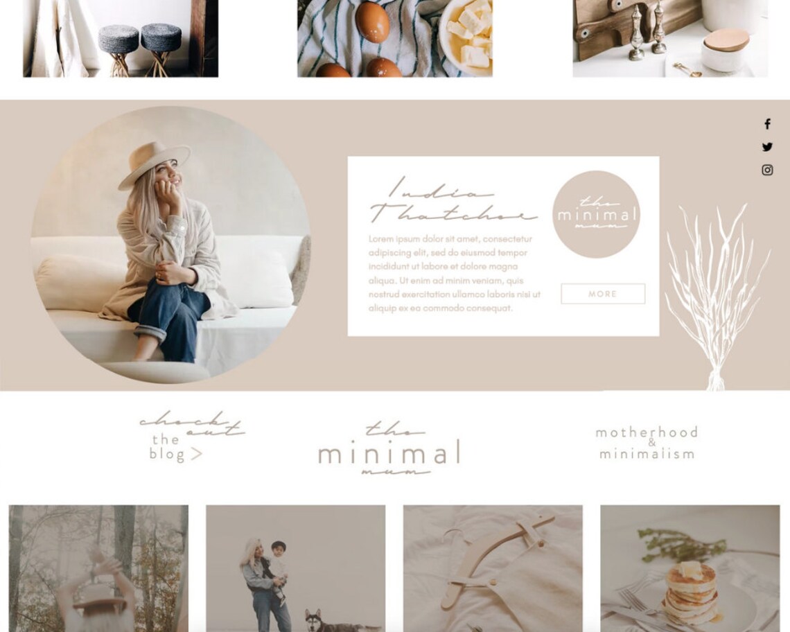 WIX Blog Template Website Design for Lifestyle Bloggers - Etsy