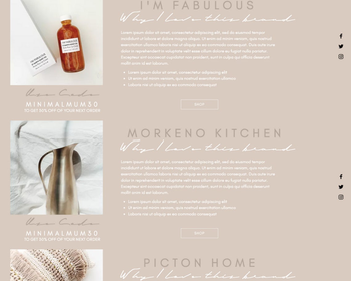 WIX Blog Template Website Design for Lifestyle Bloggers - Etsy