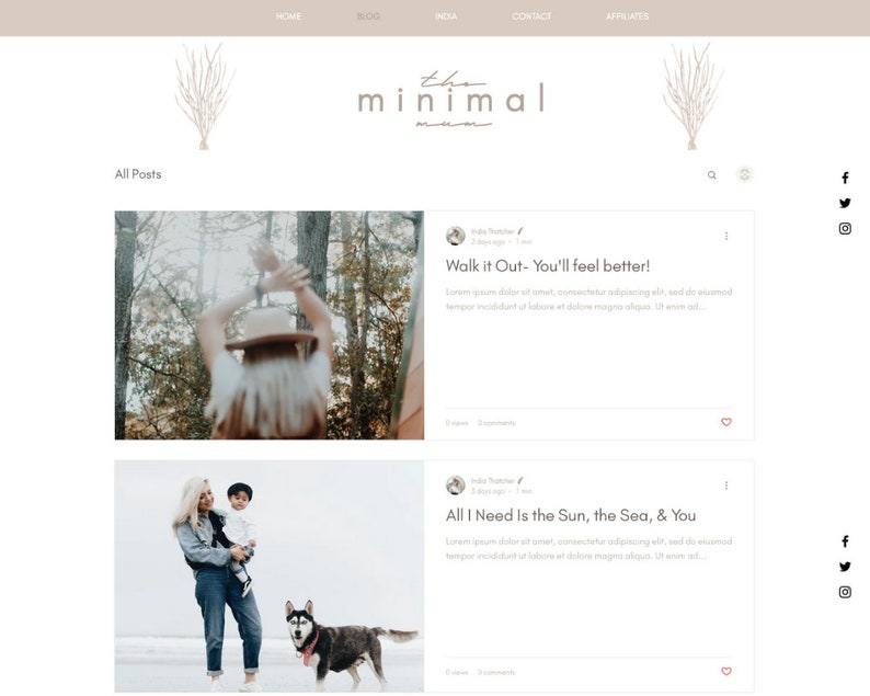 WIX Blog Template Website Design for Lifestyle Bloggers WIX Mom Blog ...