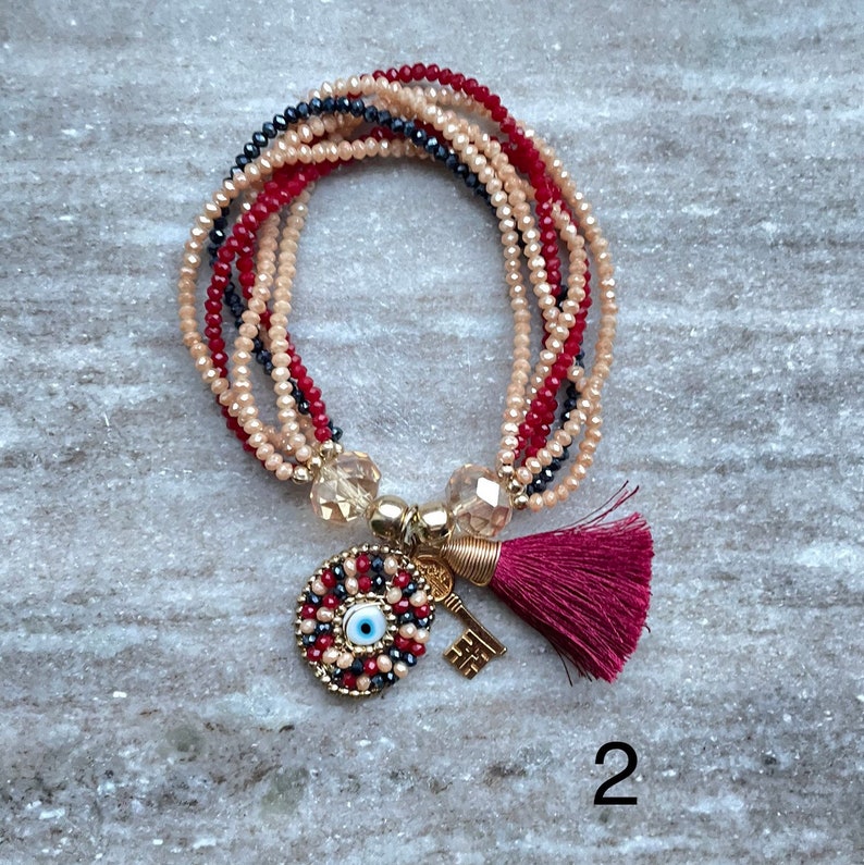 Crystal Bracelets Evil Eye Protection Bracelet Set 7 Strand - Etsy