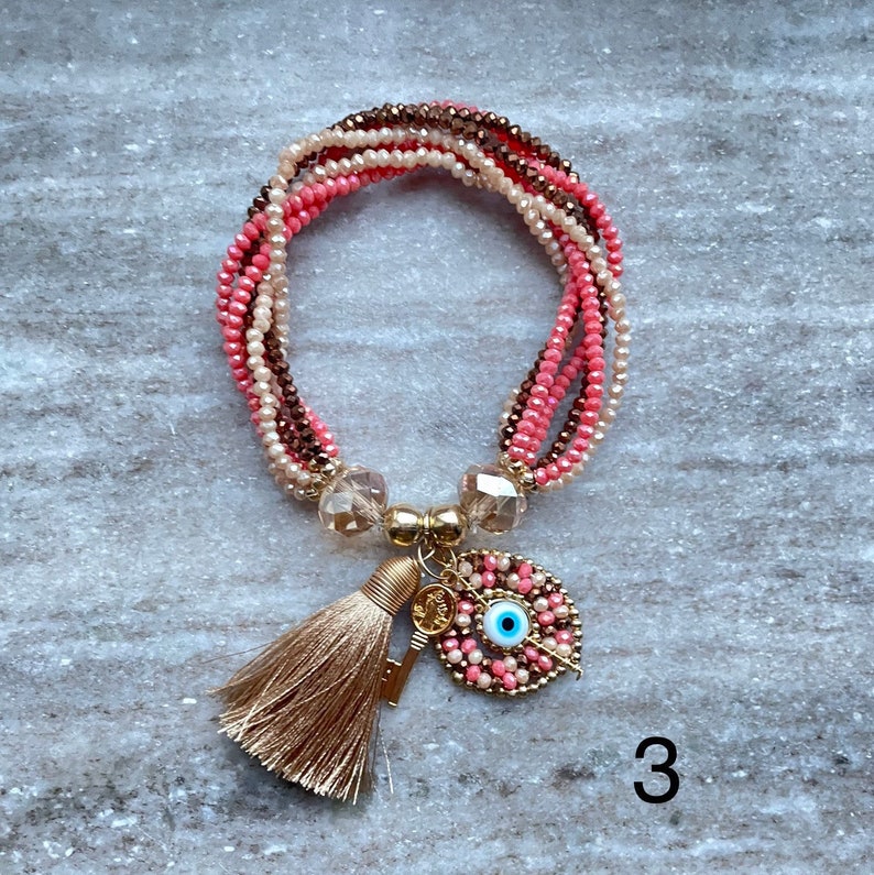 Crystal Bracelets Evil Eye Protection Bracelet Set 7 Strand - Etsy