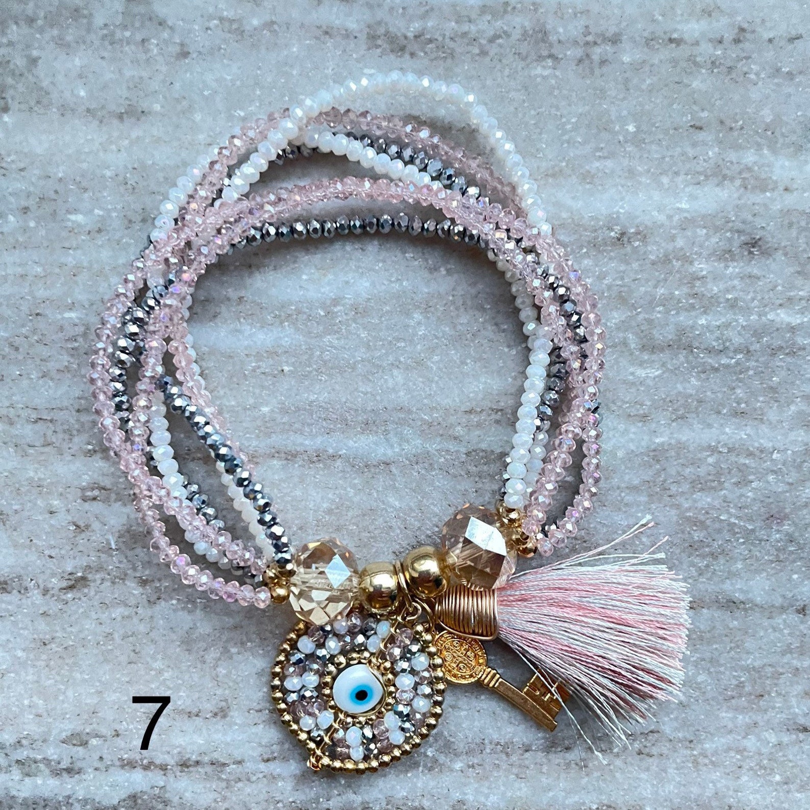 Crystal Bracelets Evil Eye Protection Bracelet Set 7 Strand - Etsy