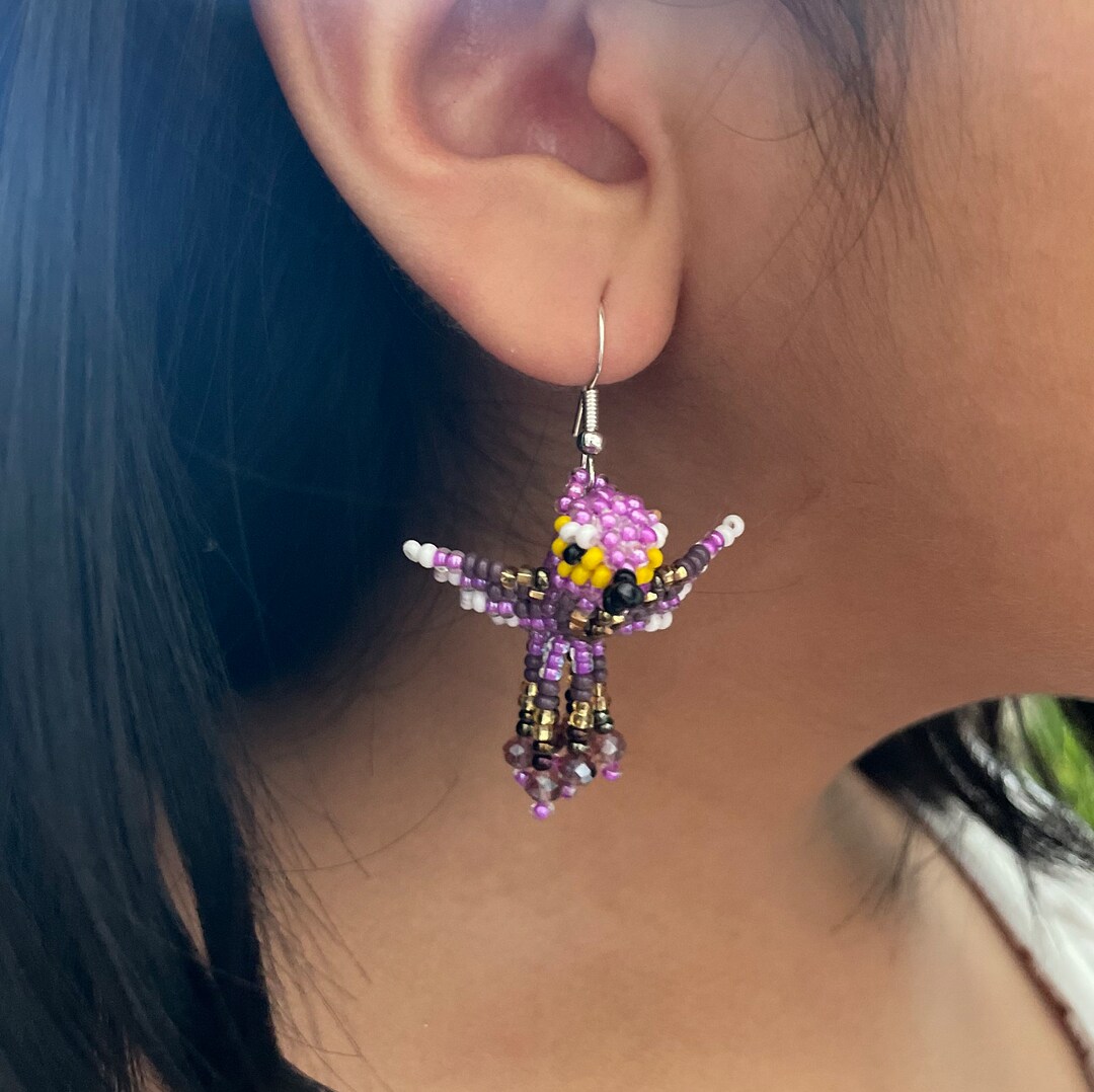 Colibri Hummingbird Earrings Beaded Bird Dangle Earrings 3D Small Beads ...