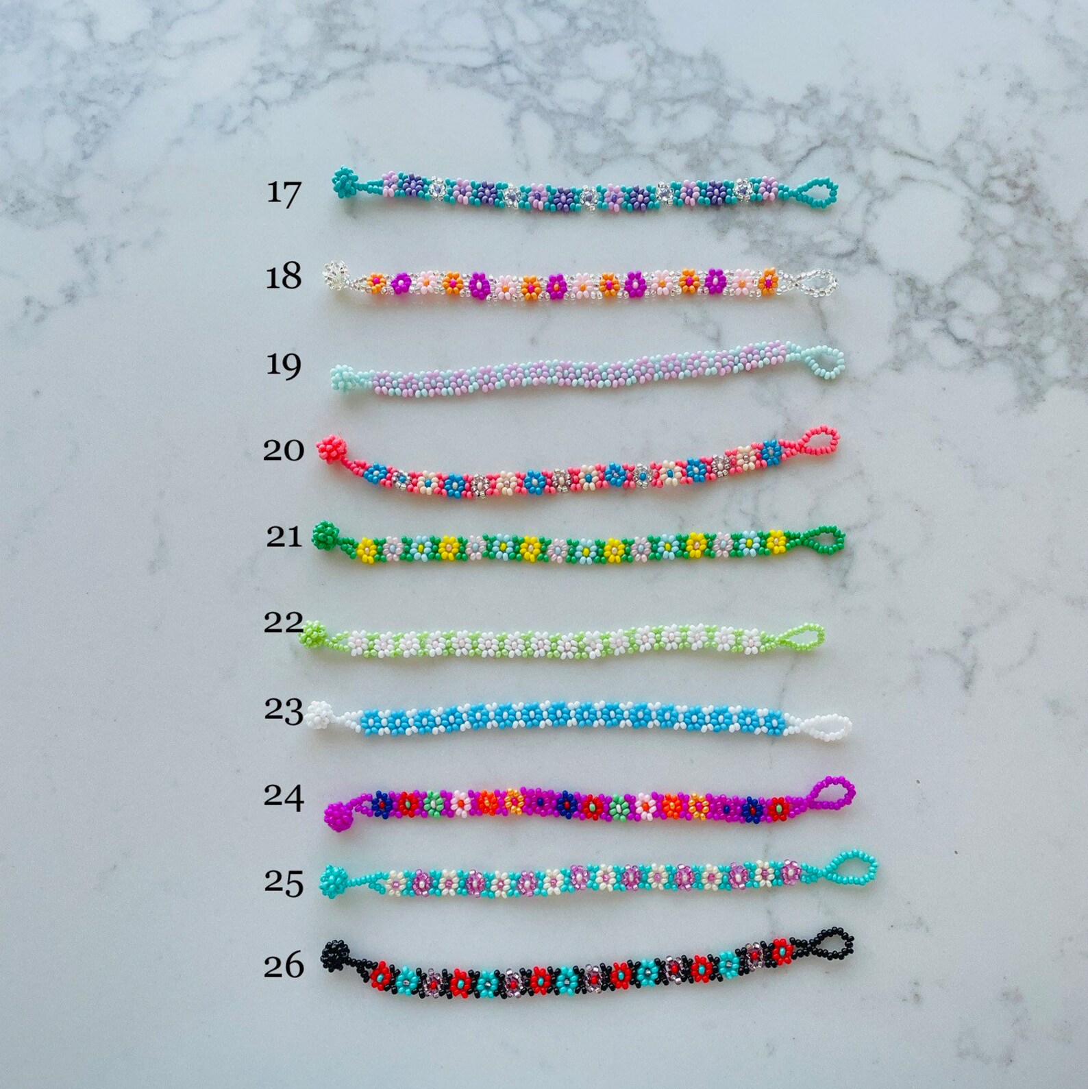 Girls Small Daisy Beaded Bracelets Little Girls Young Kids Huichol Seed ...
