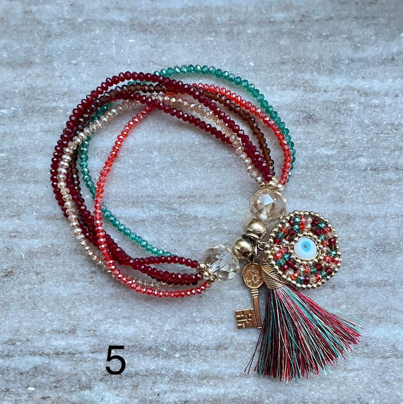 Crystal Bracelets Evil Eye Protection Bracelet Set 7 Strand - Etsy