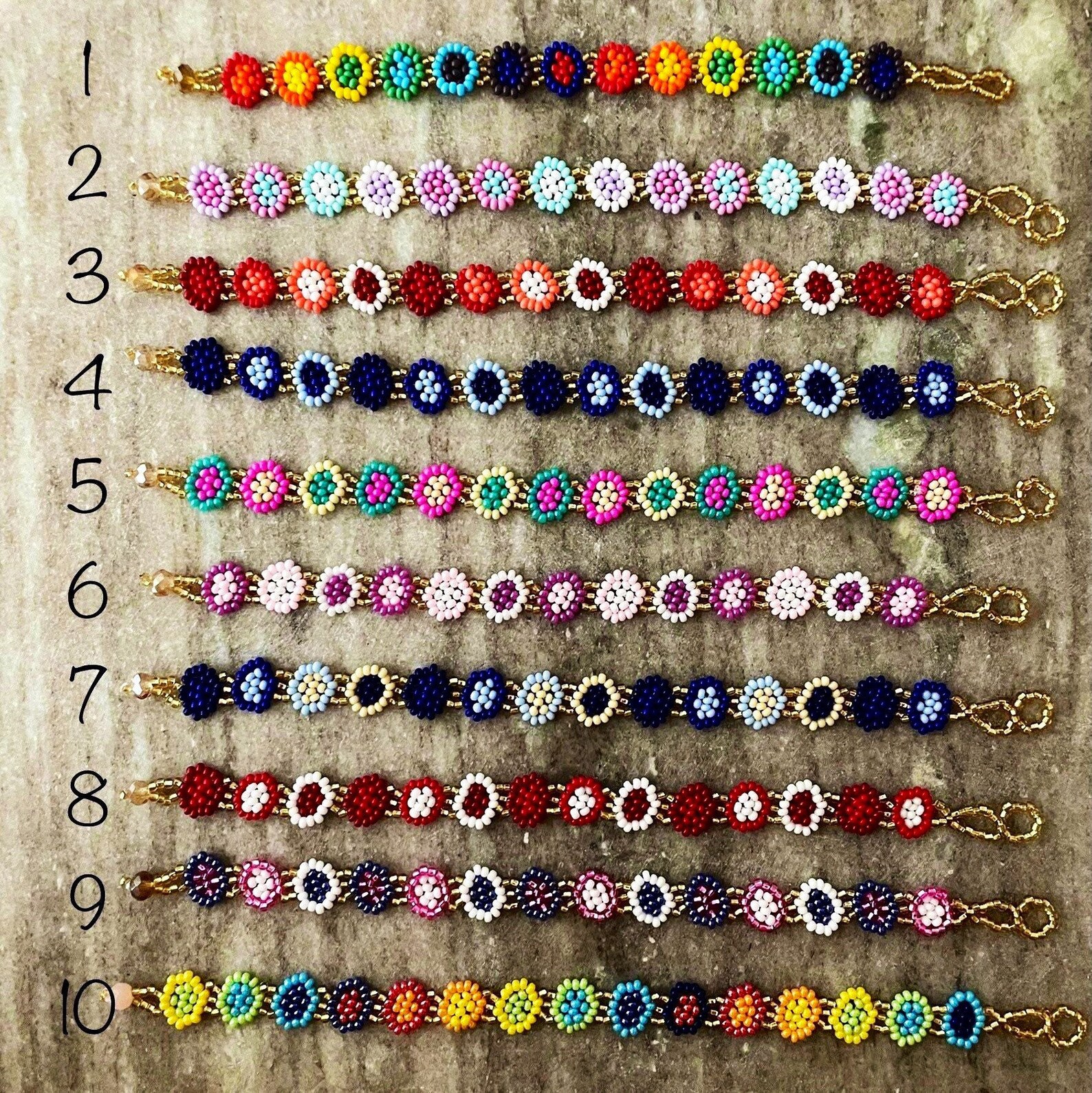 Beaded Flower Bracelets Round Colorful Seed Bead Bracelet - Etsy