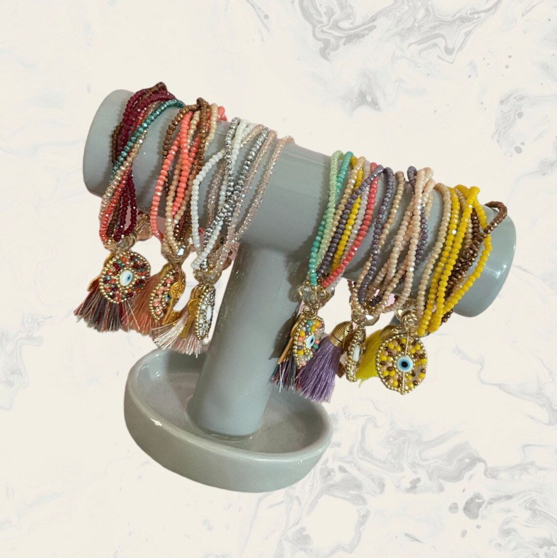 Crystal Bracelets Evil Eye Protection Bracelet Set 7 Strand - Etsy