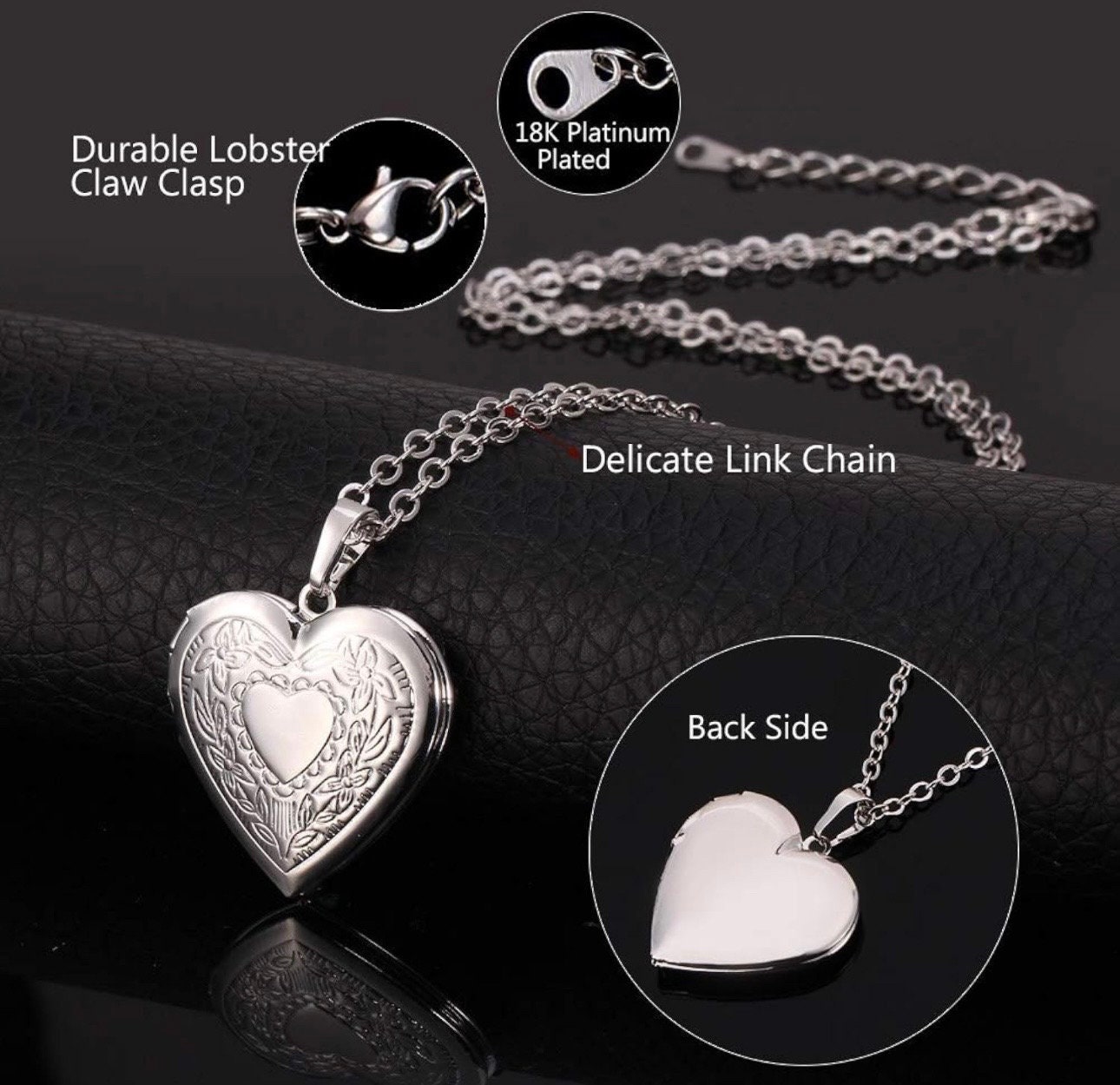 Custom Platinum 18K Gold Photo Locket Necklace (20 Inch) - Etsy