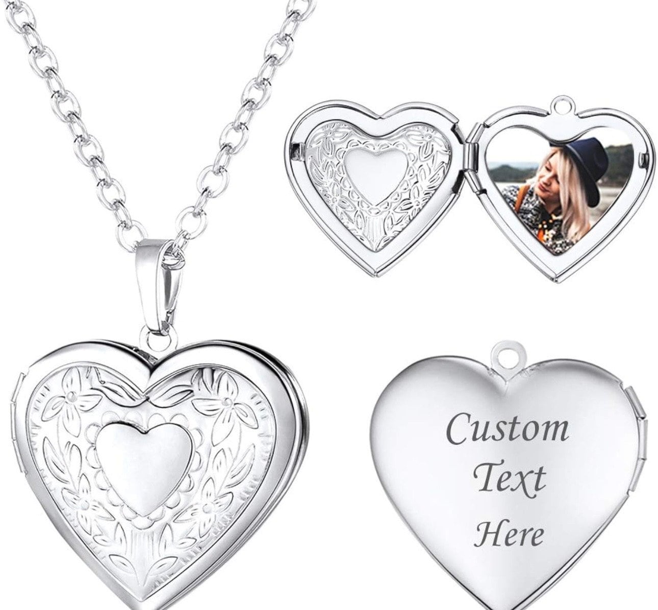 Custom Platinum 18K Gold Photo Locket Necklace 20 Inch - Etsy