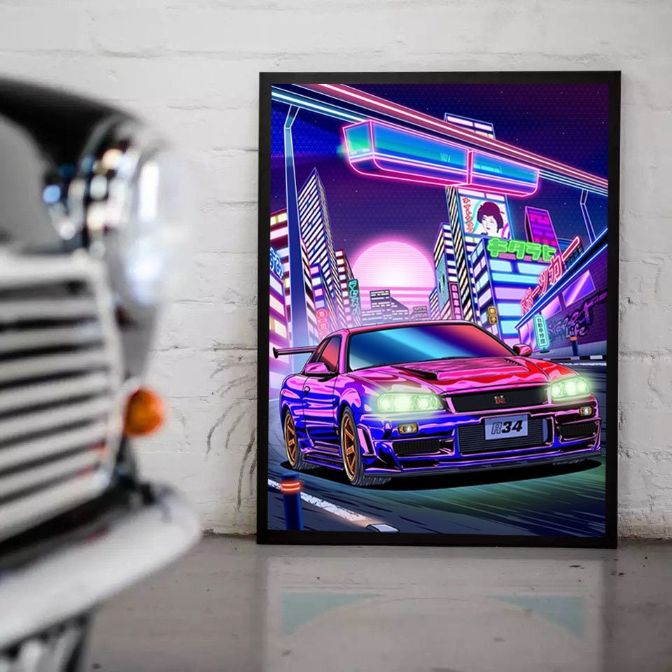 Nissan Skyline R34 GT-R Tóquio Street Car Poster Wall - Etsy