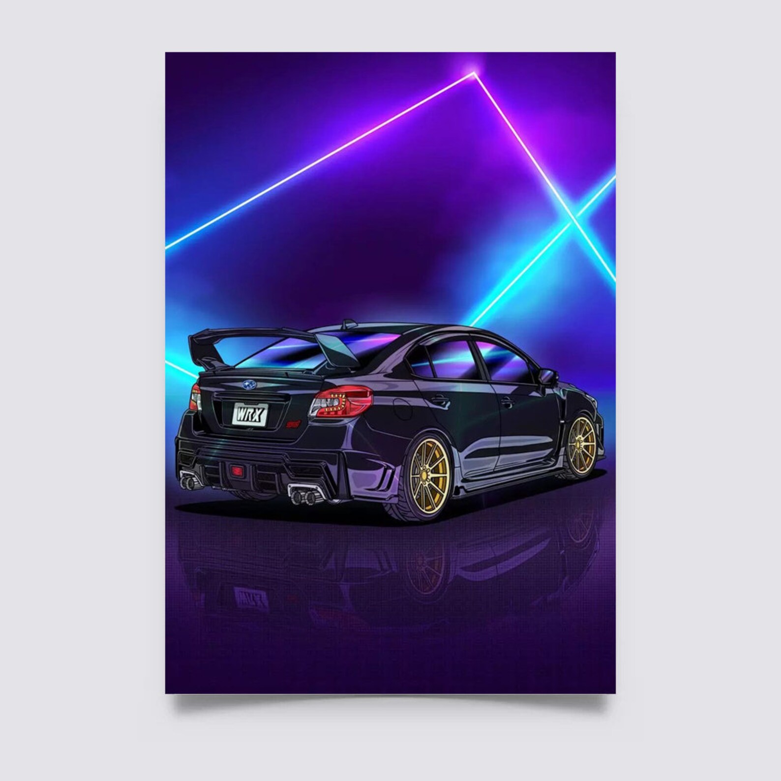 Subaru Impreza WRX STI Neon Light Car Poster Wall Print - Etsy