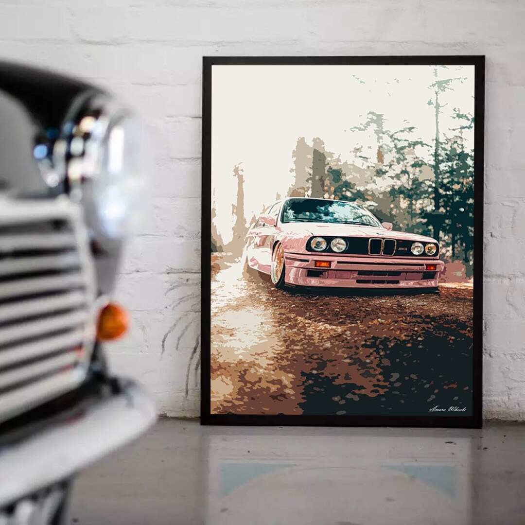 BMW E30 M3 Evolution 2 Car Poster, Wall Print, Illustrations, Car Art ...