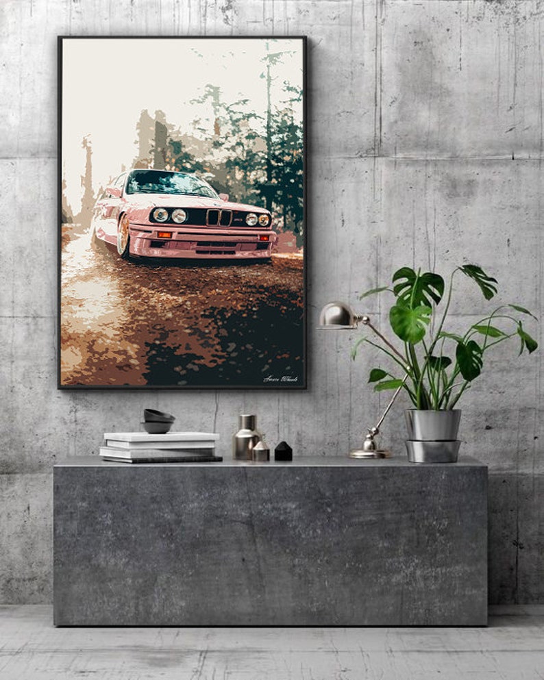 BMW E30 M3 Evolution 2 Car Poster, Wall Print, Illustrations, Car Art ...