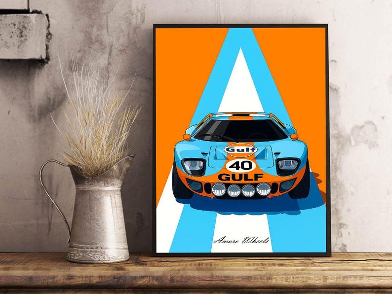 Ford GT40 - Gulf Racing Rally/rallye - Premium Print, Automotive Wall ...