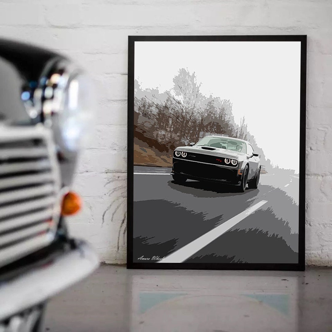 Dodge Challenger RT Car Poster Wall Print Illustrations - Etsy