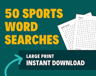 25 SPORTS WORD SEARCHES: Large Print Word Search Puzzles - Etsy