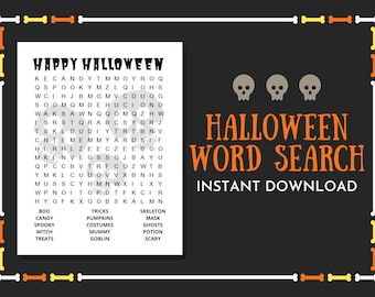 Halloween Word Search Puzzle Game Printable Halloween Word - Etsy