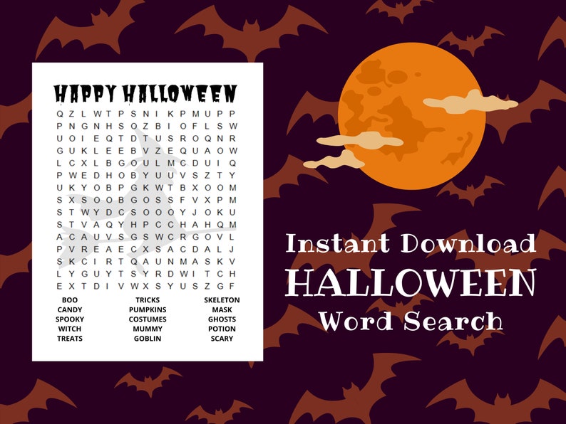 Halloween Word Search Puzzle Game! Printable Halloween Word Search ...