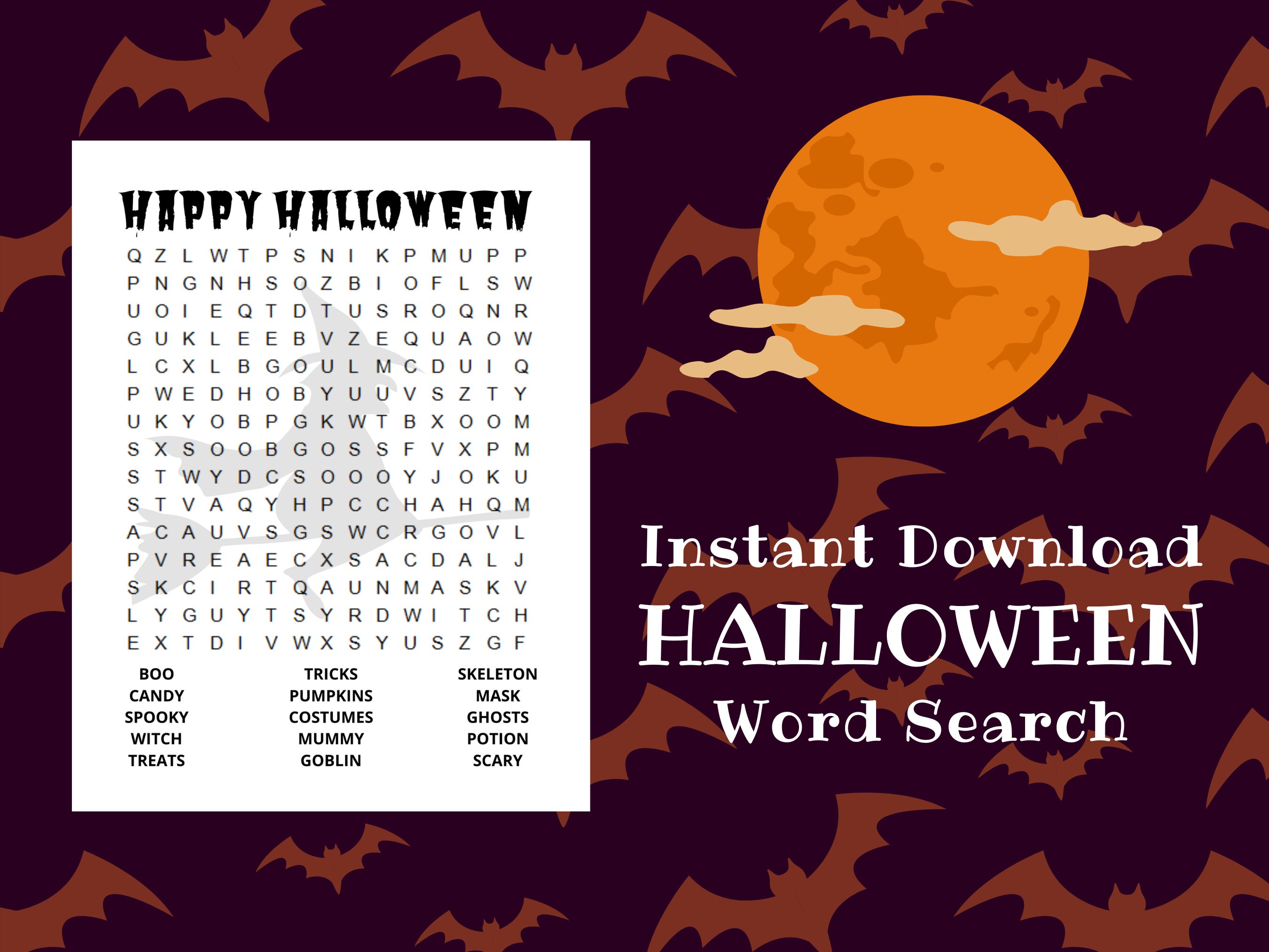 Halloween Word Search Puzzle Game! Printable Halloween Word Search ...