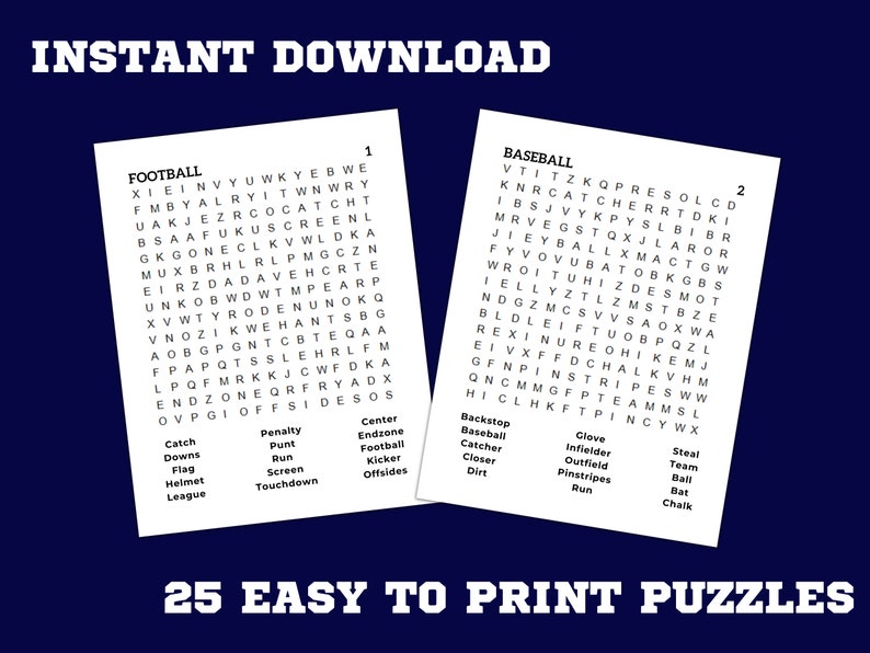 25 SPORTS WORD SEARCHES: Large Print Word Search Puzzles - Sports ...