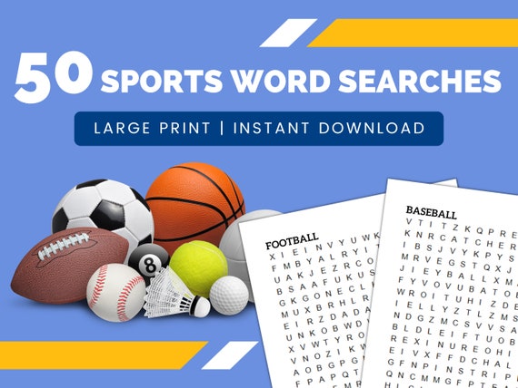 50 SPORTS WORD SEARCHES: Large Print Word Search Puzzles - Etsy