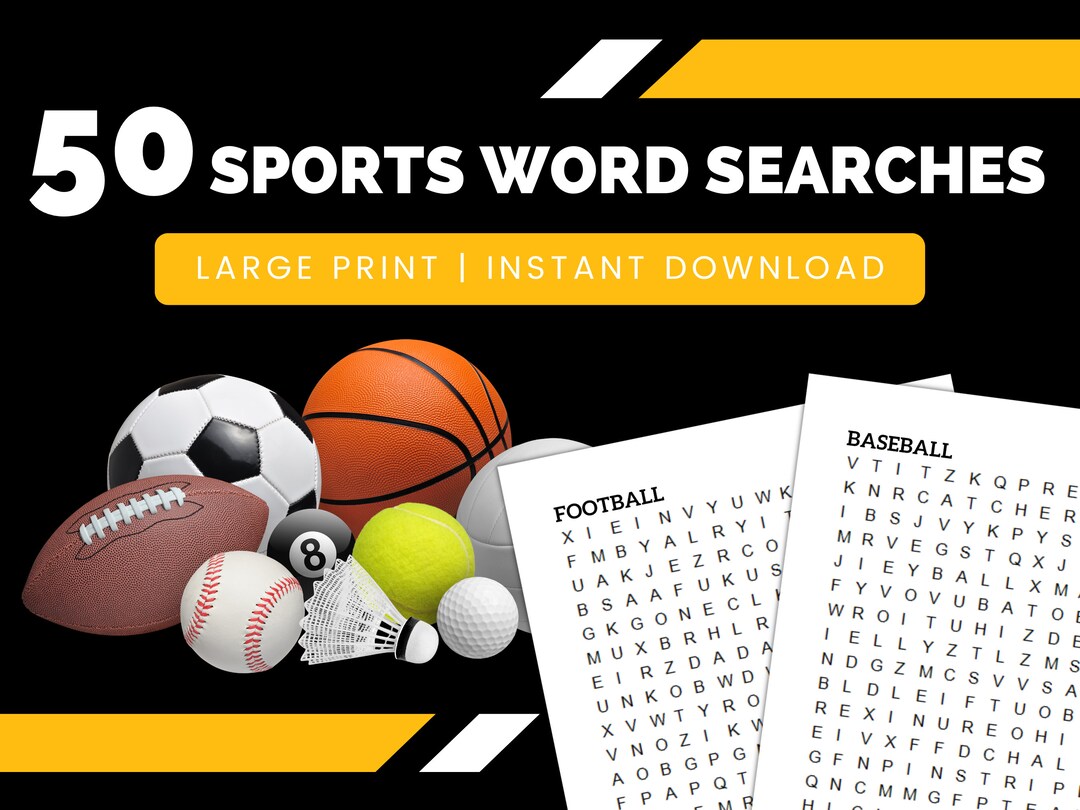 50 SPORTS WORD SEARCHES: Large Print Word Search Puzzles - Sports Word ...