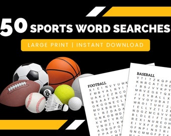 25 SPORTS WORD SEARCHES: Large Print Word Search Puzzles - Sports ...