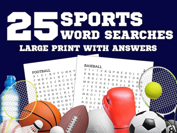 25 SPORTS WORD SEARCHES: Large Print Word Search Puzzles - Etsy