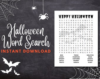 Halloween Word Search Puzzle Game Printable Halloween Word - Etsy