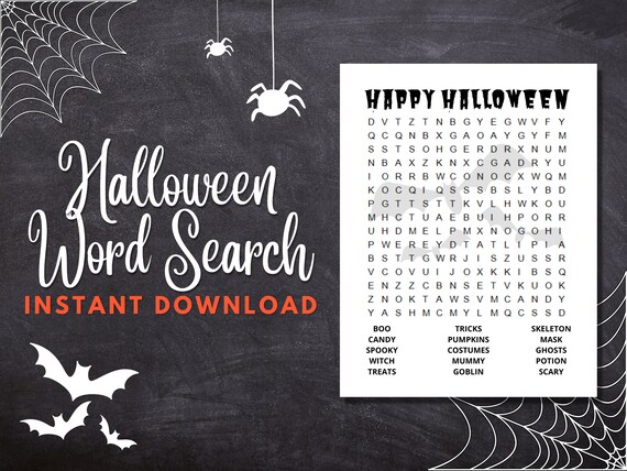 Halloween Word Search Puzzle Game Printable Halloween Word - Etsy
