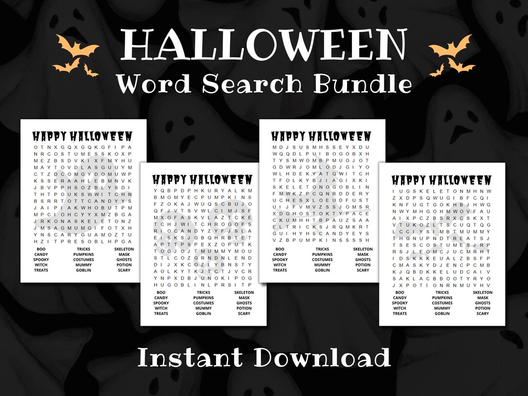 Halloween Word Search Puzzle Game Bundle! Printable Halloween Word ...