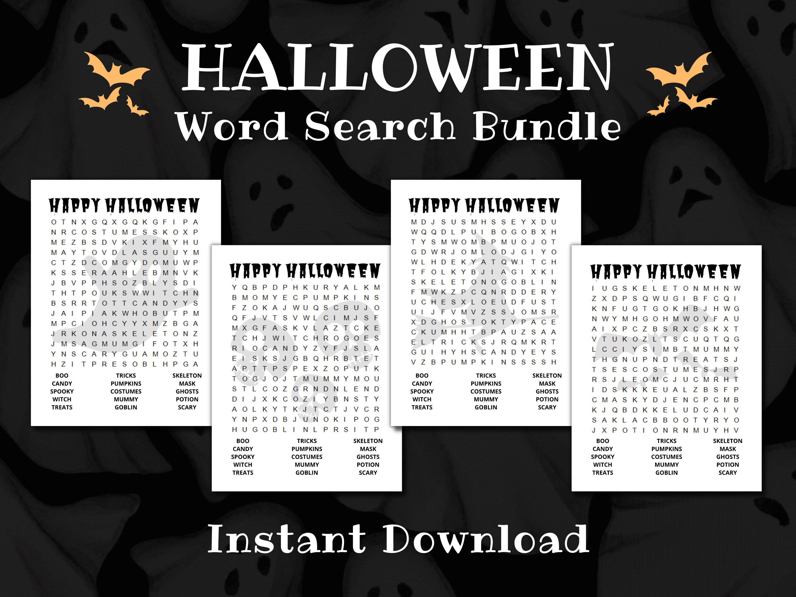 Halloween Word Search Puzzle Game Bundle! Printable Halloween Word ...