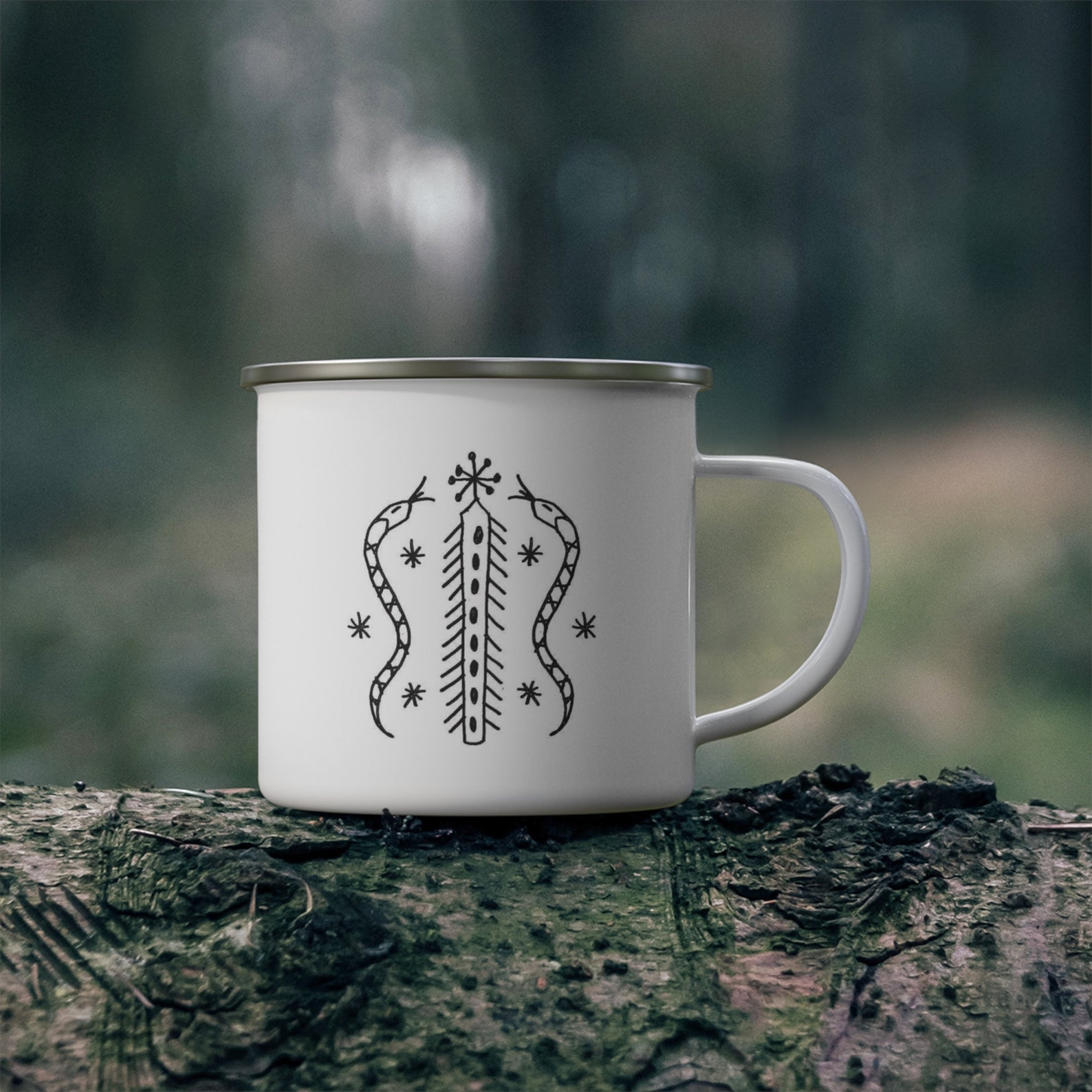 DAMBALLAH AYIDA WEDO Vèvè Medium Size Enamel Mug Haitian Vodou Ceremony ...