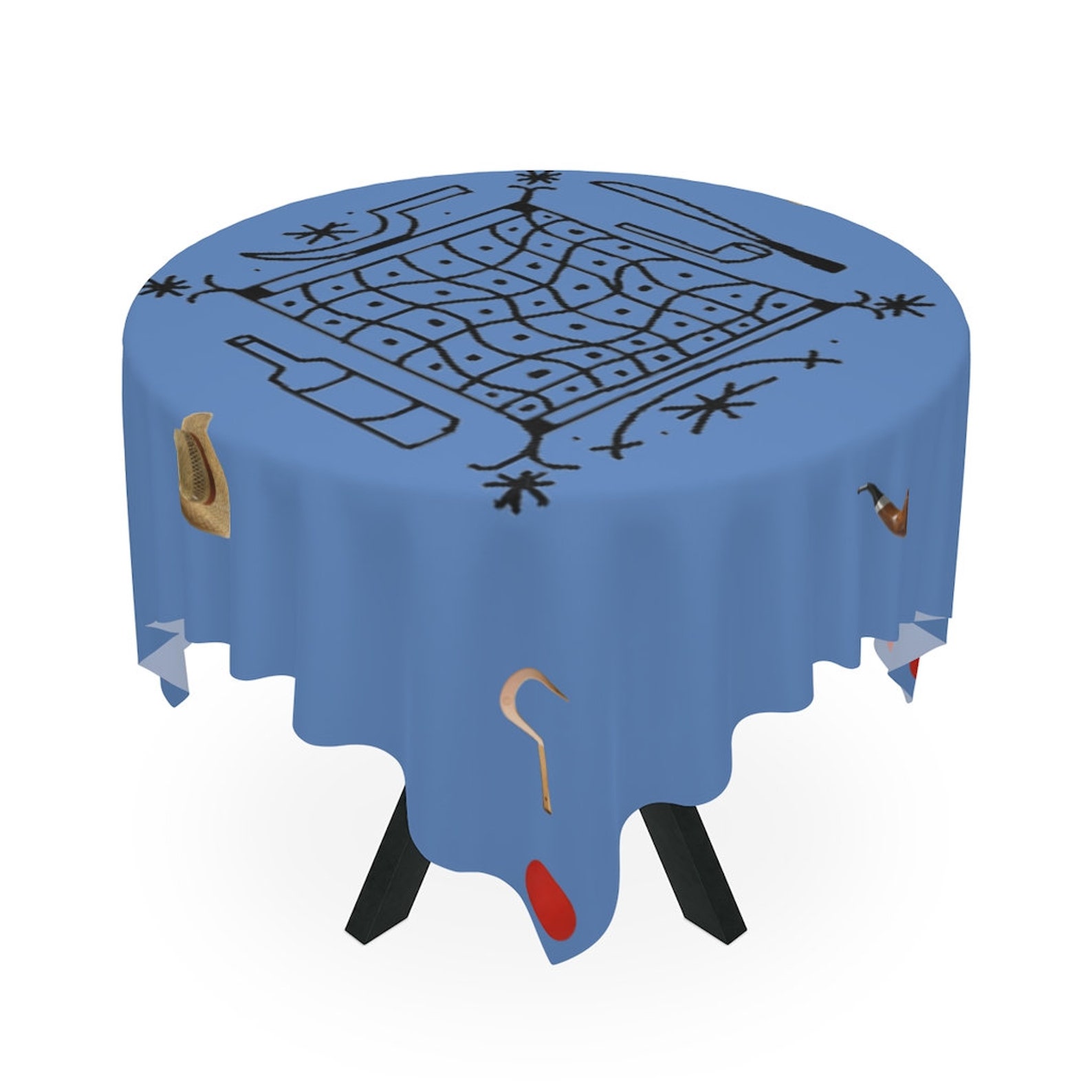 KOUZEN ZAKA, Azaka Mede Veve Tablecloth Spiritual Altar, Haitian Vodou ...