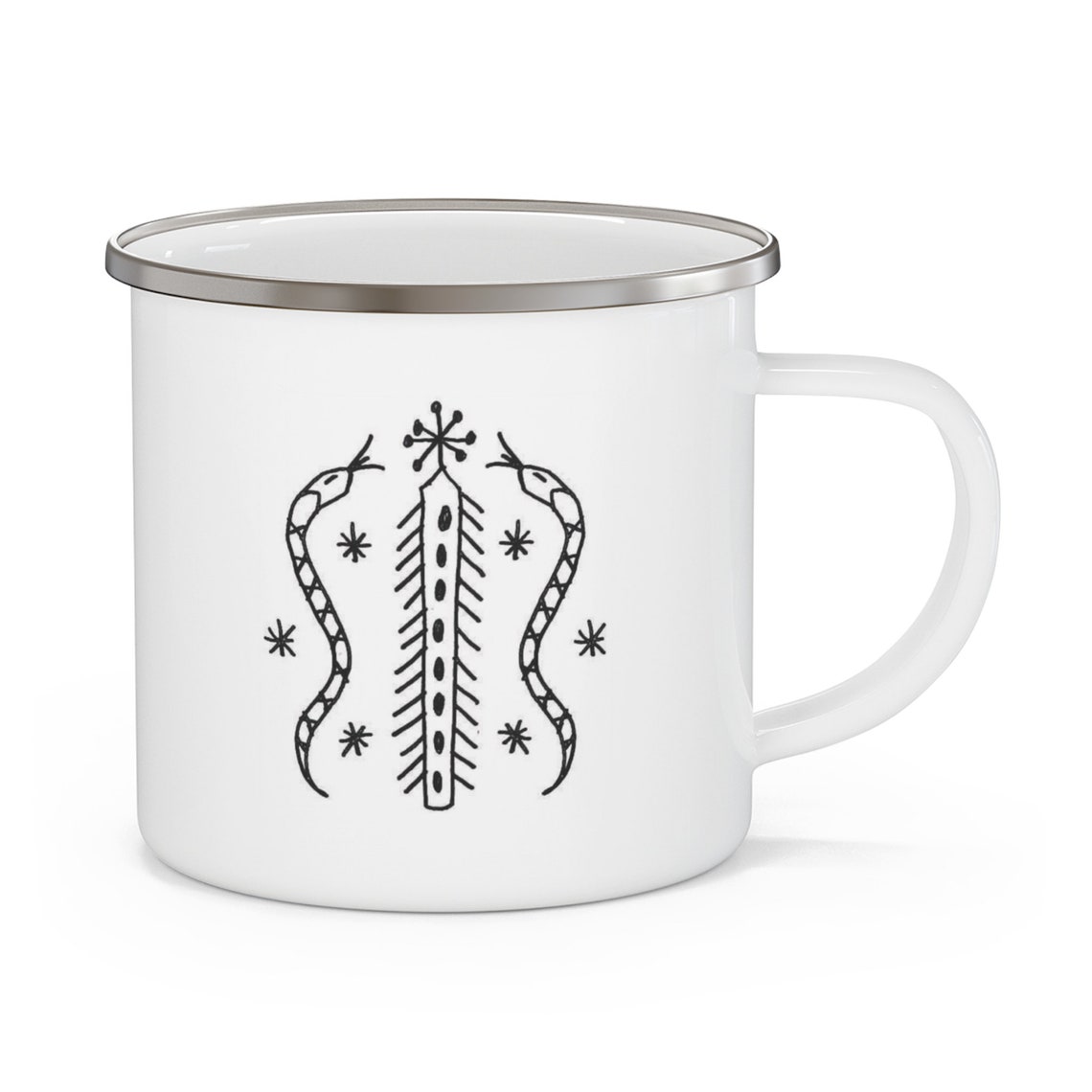 DAMBALLAH AYIDA WEDO Vèvè Medium Size Enamel Mug Haitian Vodou Ceremony ...