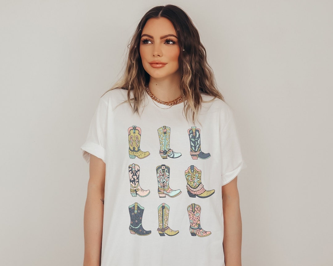 Western Oversize Cowgirl Boot Shirt Howdy Graphic Tee Nashville Trendy ...