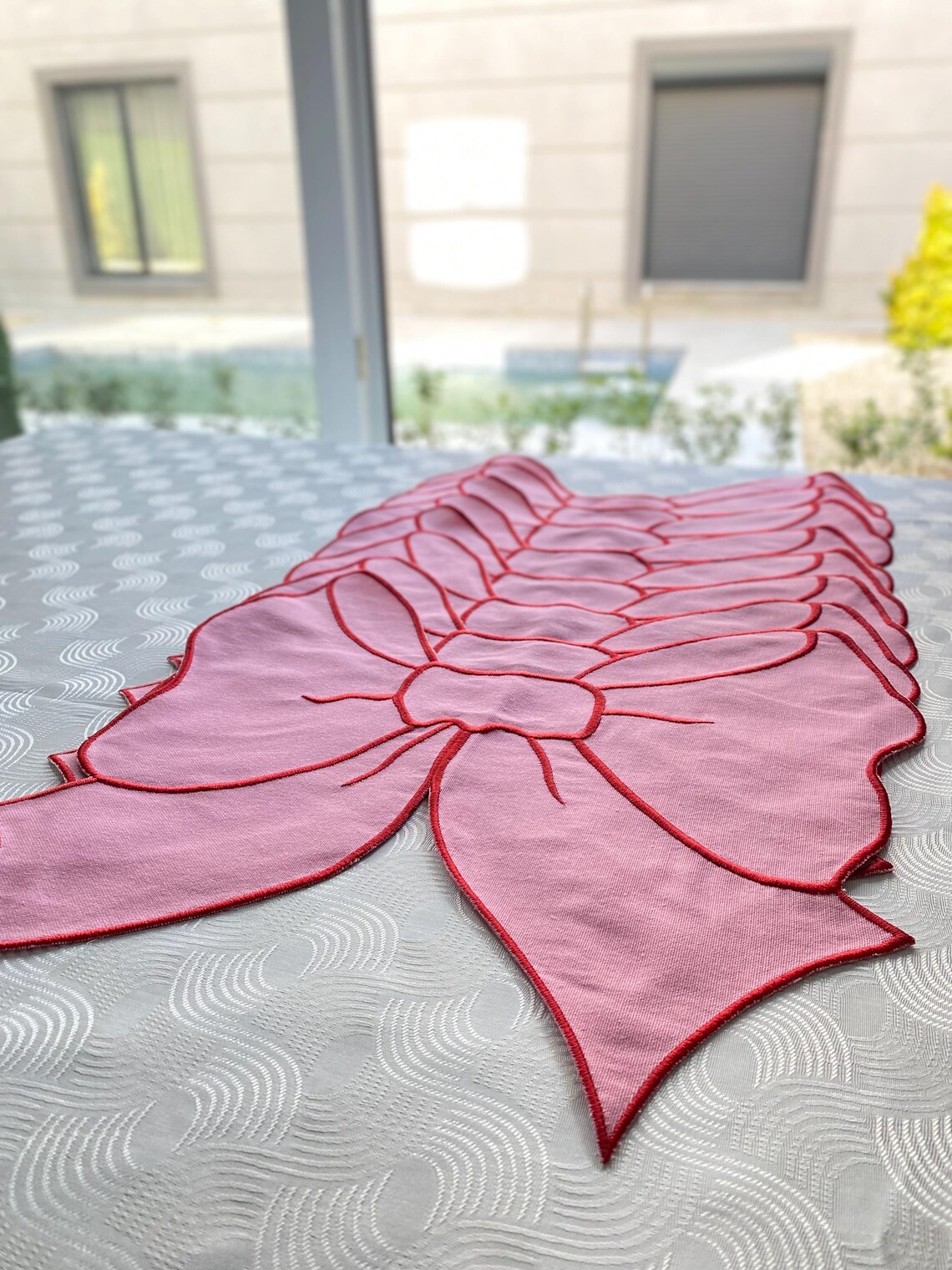 Pink Bow Shaped Placemat – Handmade Decorative Table Mat – Unique Bow ...